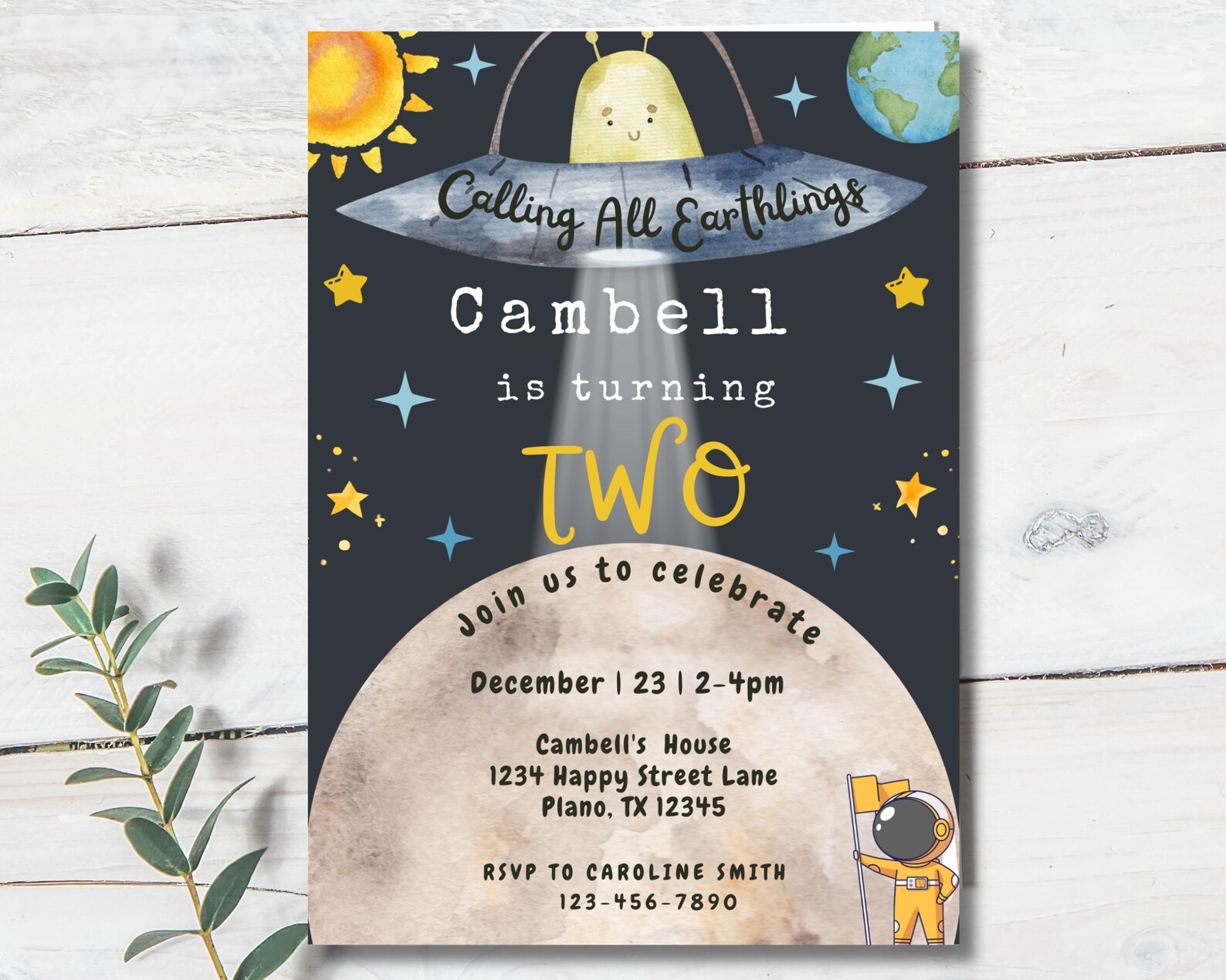 Space Alien Birthday Party Printable Invitation, Alien Outer Space ...