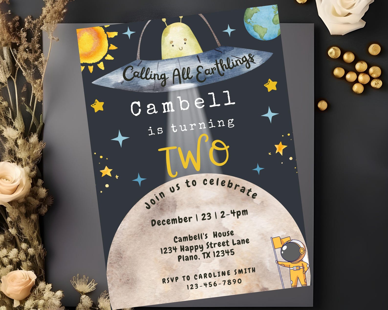 Space Alien Birthday Party Printable Invitation, Alien Outer Space ...