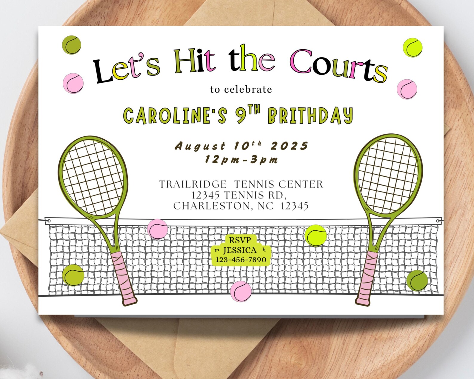 Tennis Birthday Invitation Editable Let's Hit the Court Tennis Invite ...