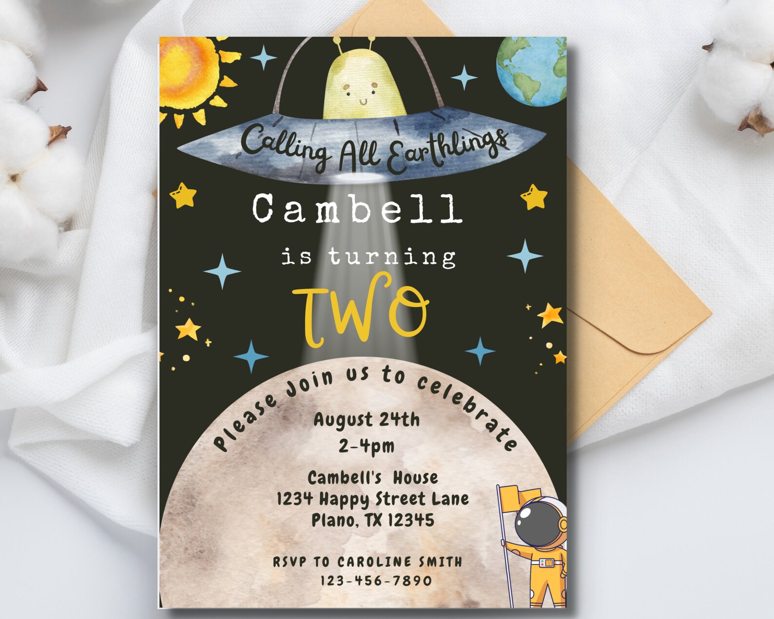 Space Alien Birthday Party Printable Invitation, Alien Outer Space ...