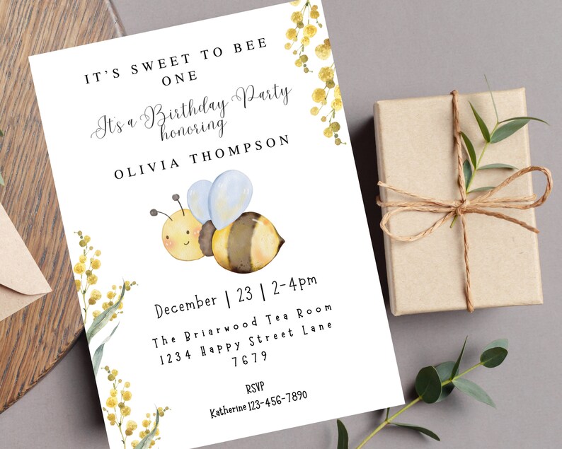 Bee Birthday Invitation, Bee Invitation, Bee First Birthday Invite ...