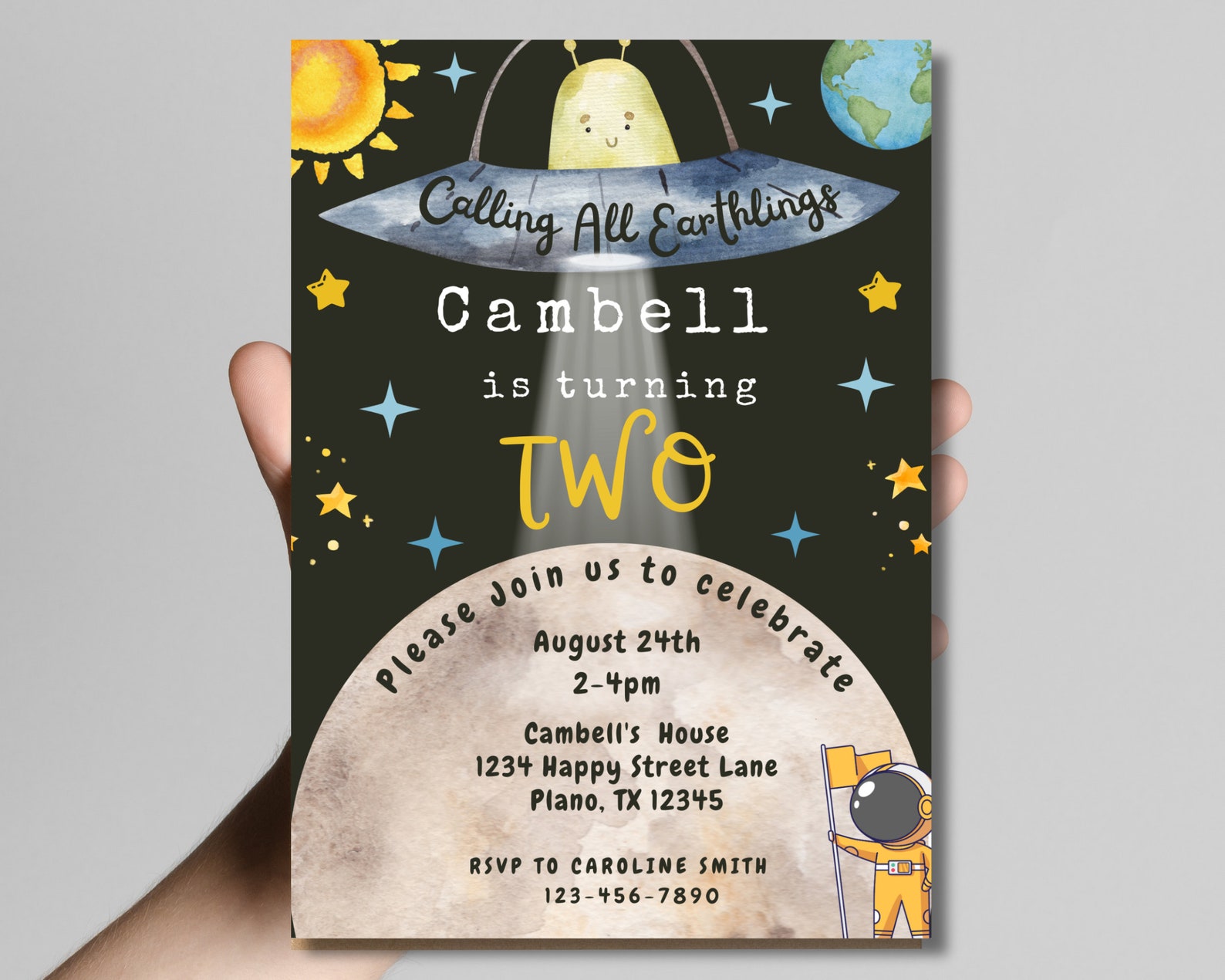 Space Alien Birthday Party Printable Invitation, Alien Outer Space ...