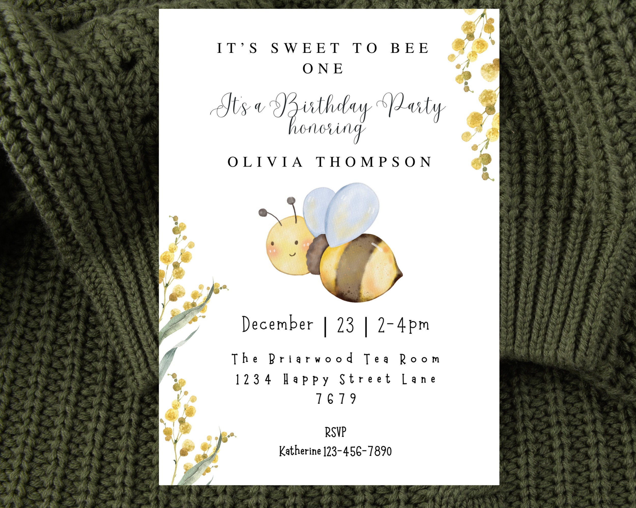 Bee Birthday Invitation, Bee Invitation, Bee First Birthday Invite ...