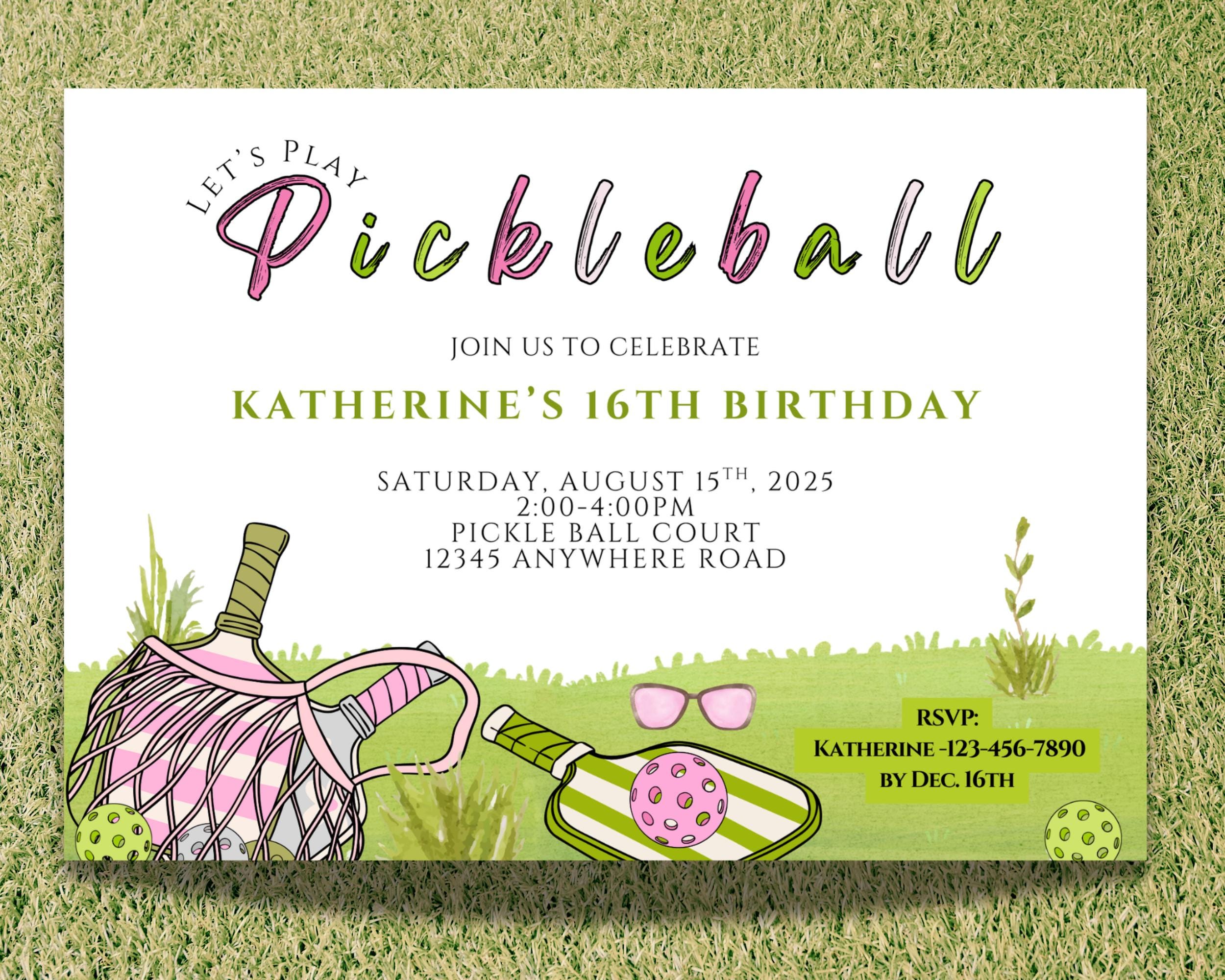 Pickleball Birthday Invitation, Pickleball Invite, Pickleball Party ...
