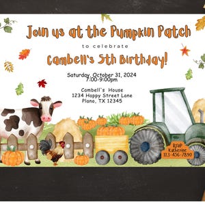 Pumpkin Birthday Invitation. Pumpkin Patch Invitation, Boy or Girl Fall ...
