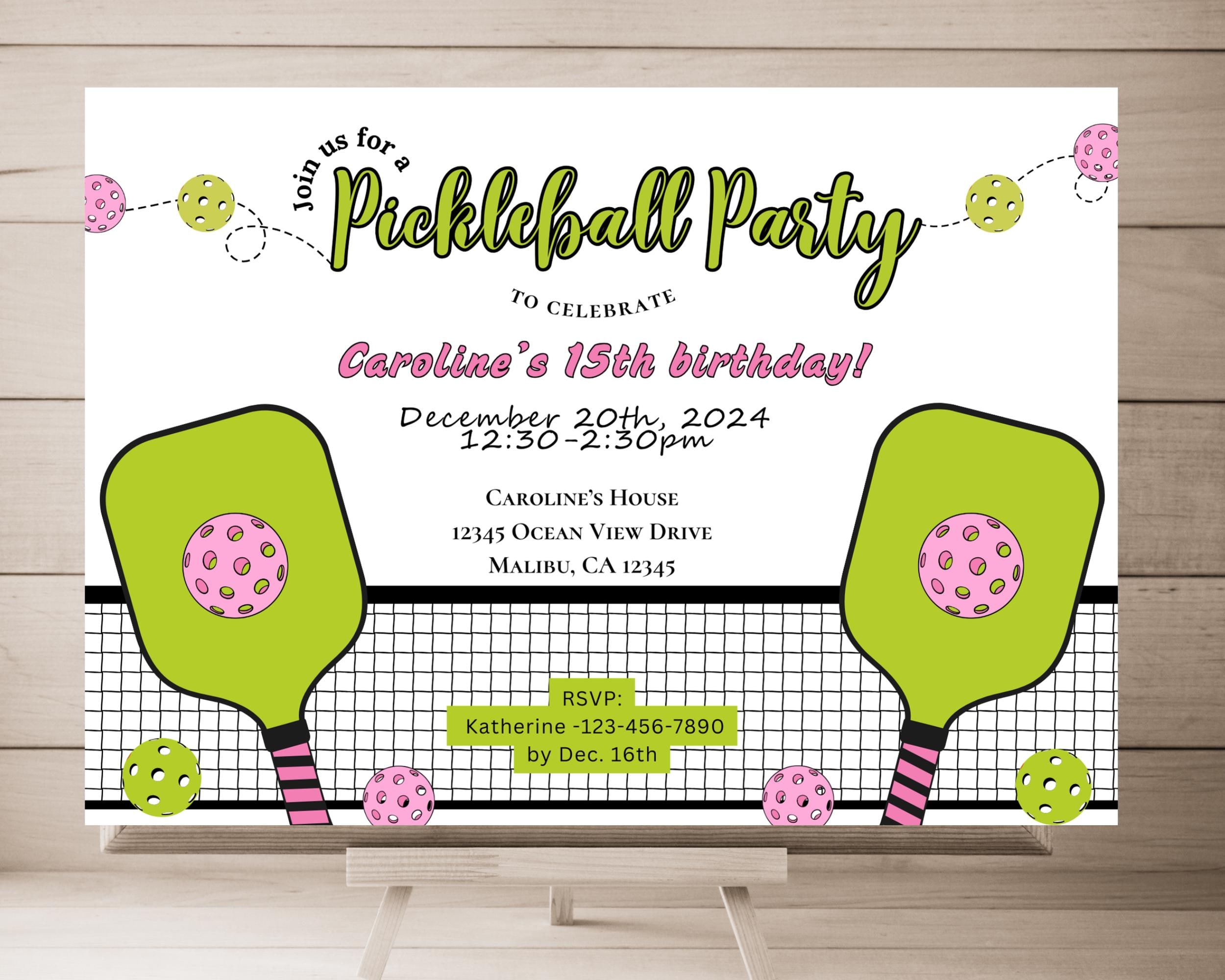 Pickleball Birthday Invitation, Pickleball Invite, Pickleball Party ...