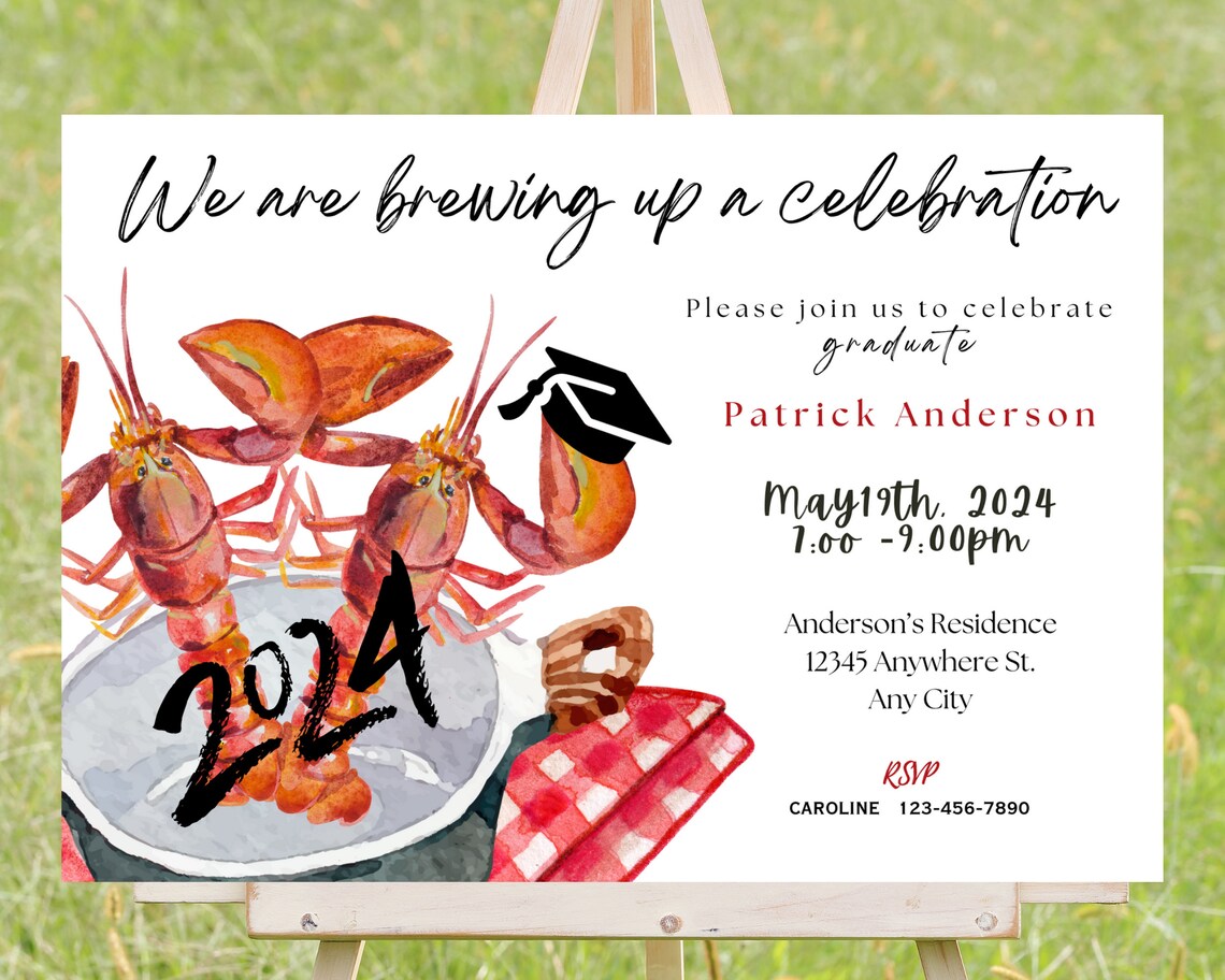 Crawfish Boil Invitation Party Graduation Template Digital 7 X 5 ...
