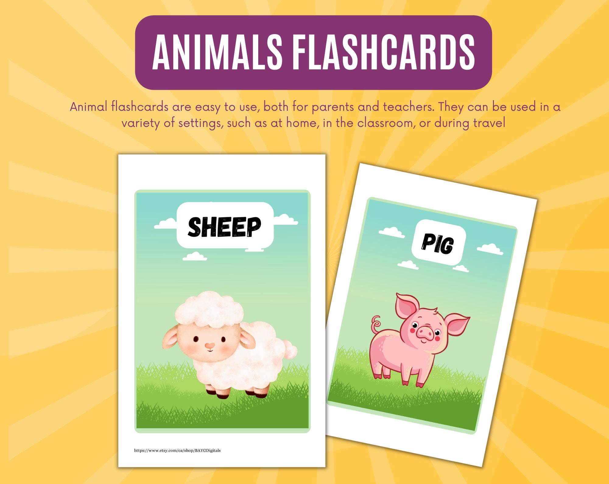 20 Farm Animals Flash Cards Pre-school Cards Flashcards - Etsy