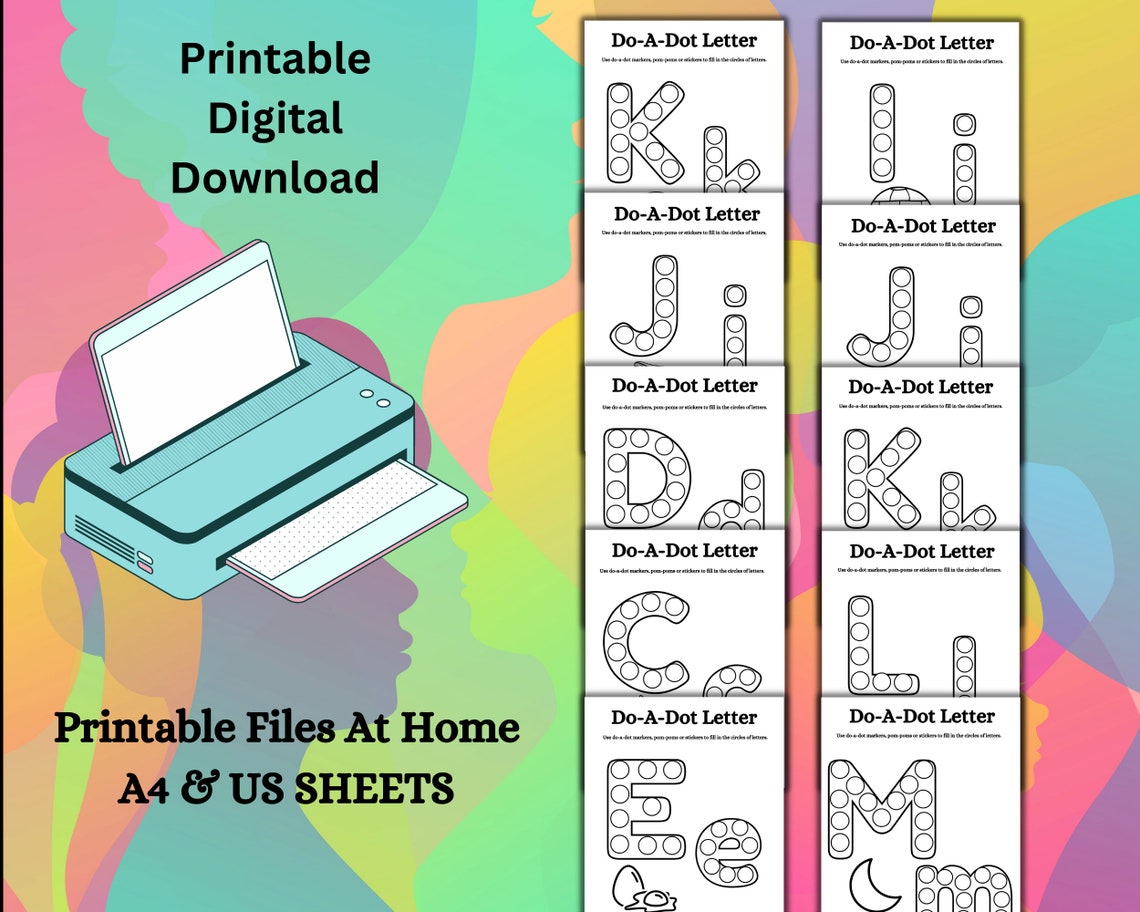Do A-DOT Alphabet Printable Worksheets Printable Preschool - Etsy