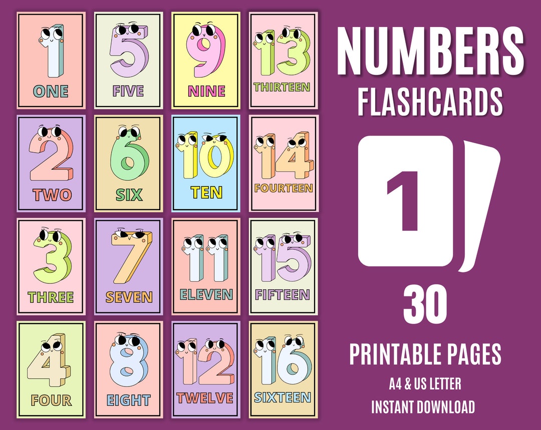 Number Tracing Flashcards Educational Cards Printable Counting Learn ...
