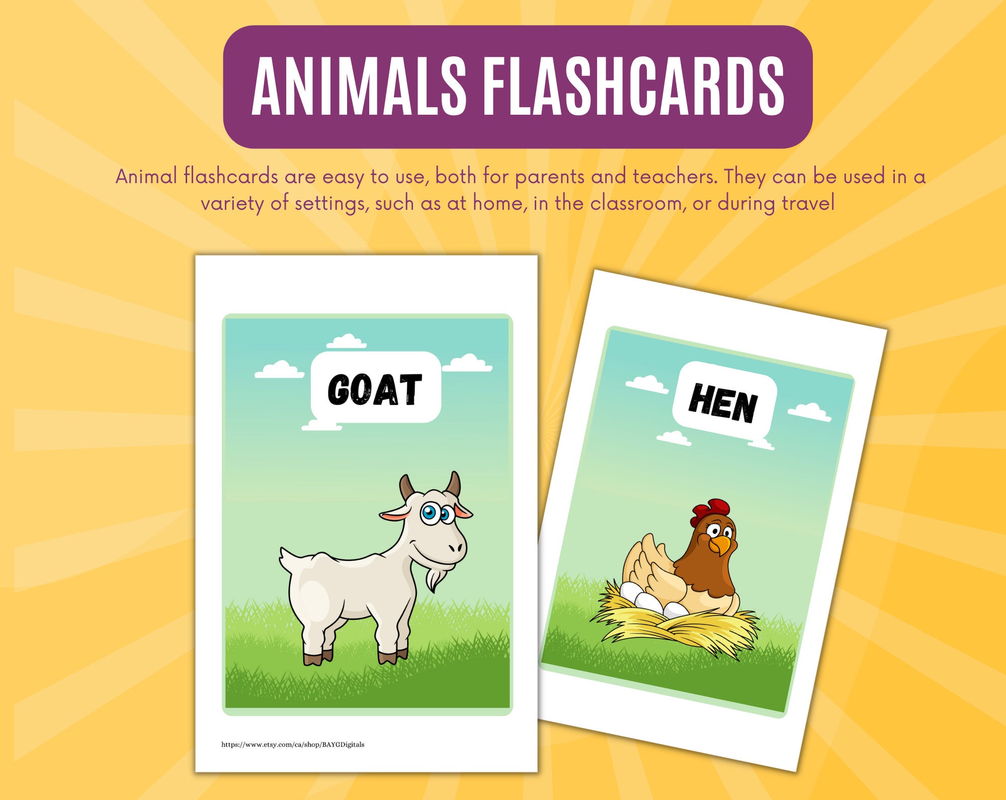 20 Farm Animals Flash Cards Pre-school Cards Flashcards - Etsy
