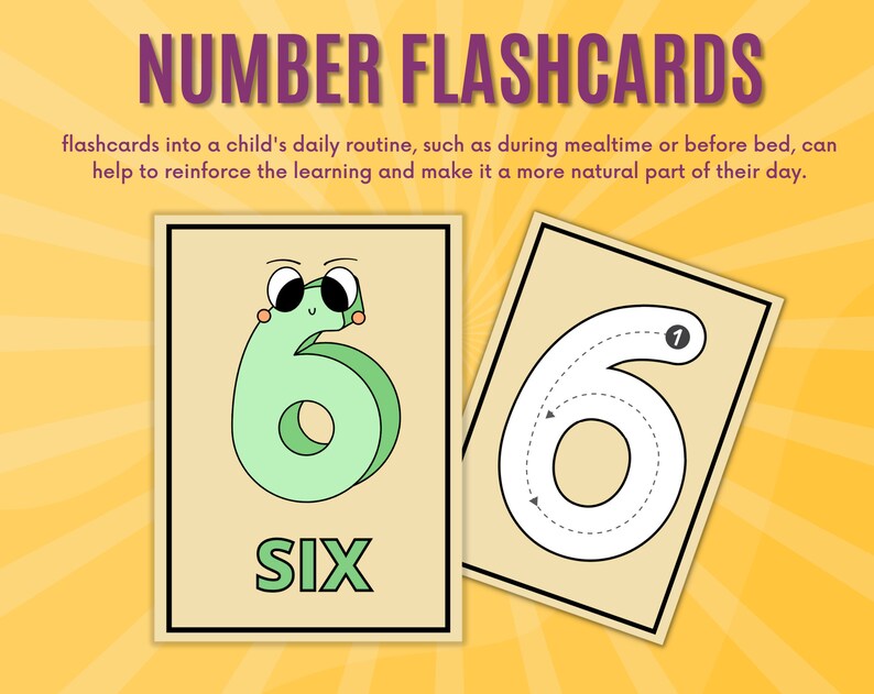 Number Tracing Flashcards Educational Cards Printable Counting Learn ...