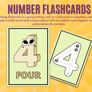 Number Tracing Flashcards Educational Cards Printable Counting Learn ...