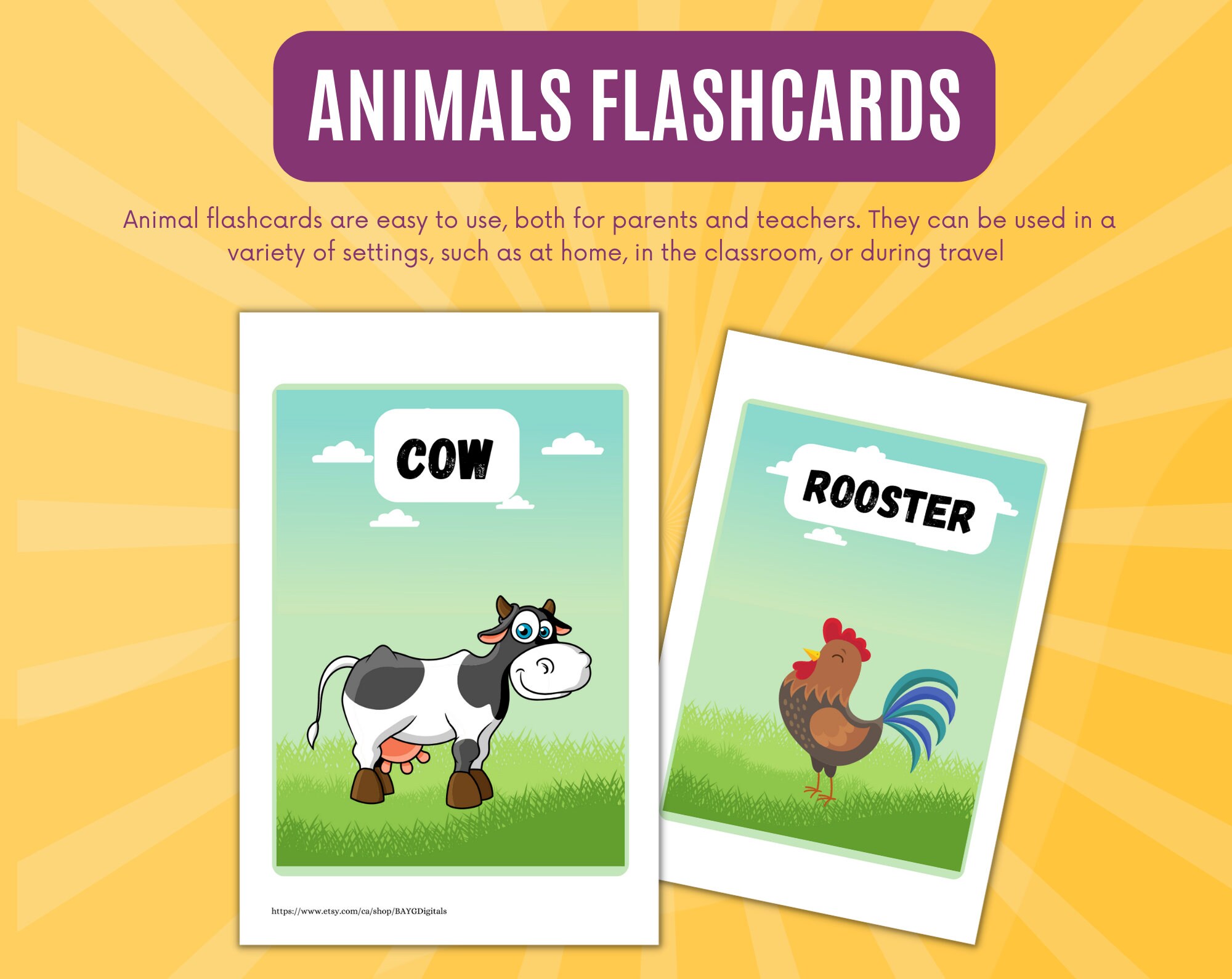 20 Farm Animals Flash Cards Pre-school Cards Flashcards - Etsy