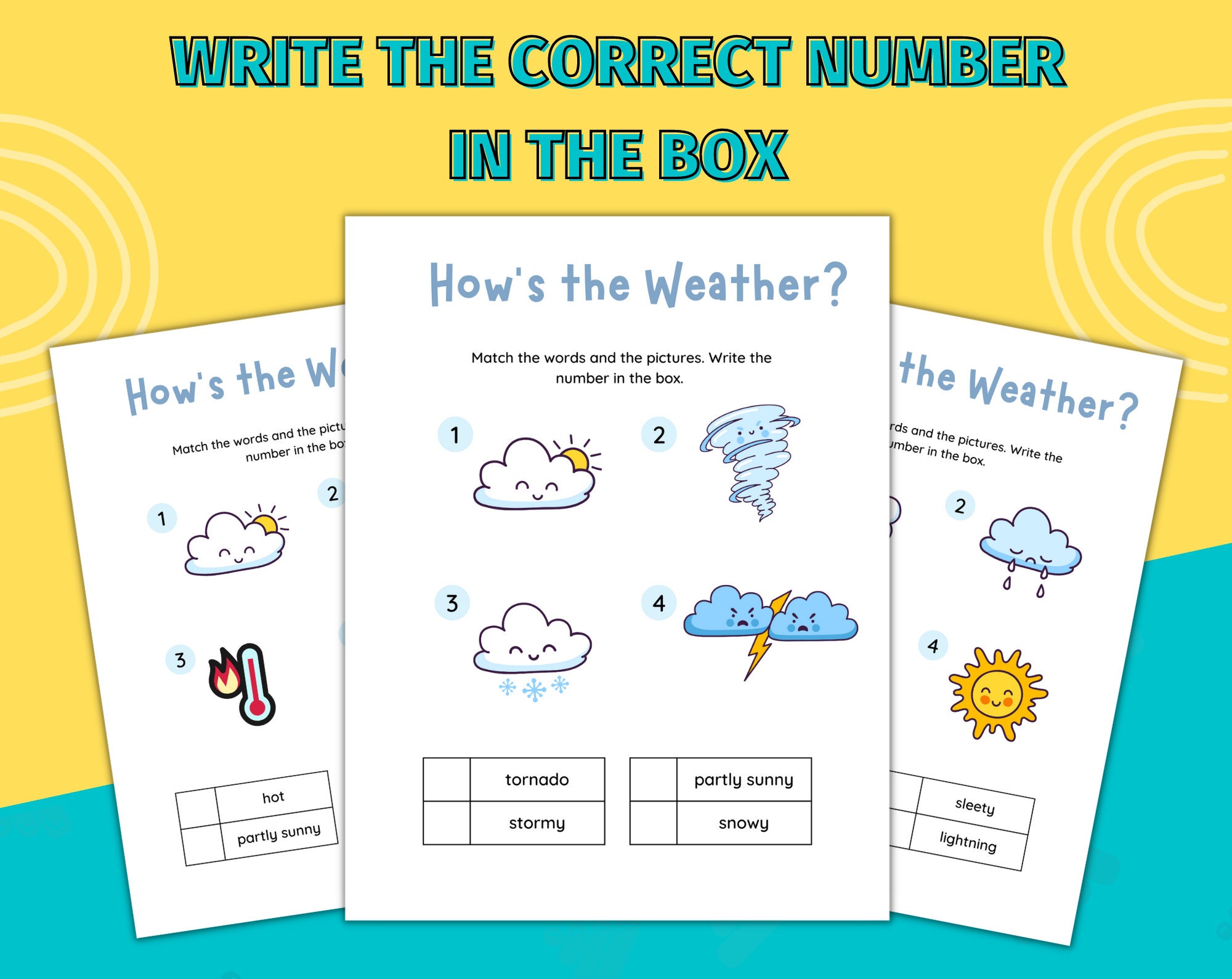 Weather Matching Game Preschool Worksheet Toddler Busy - Etsy