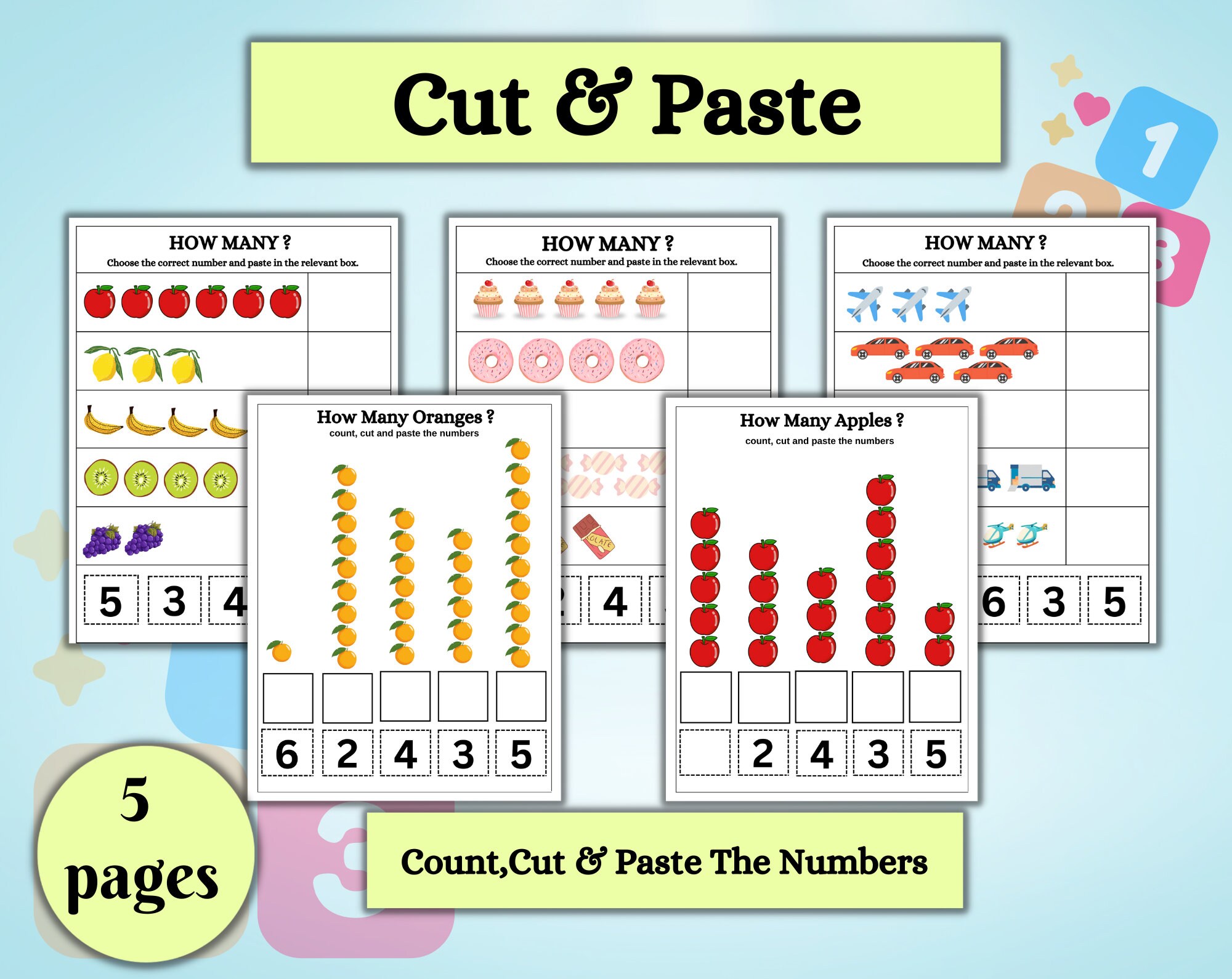 Preschool Math Worksheets 40 Pages Number Worksheet Preschool ...
