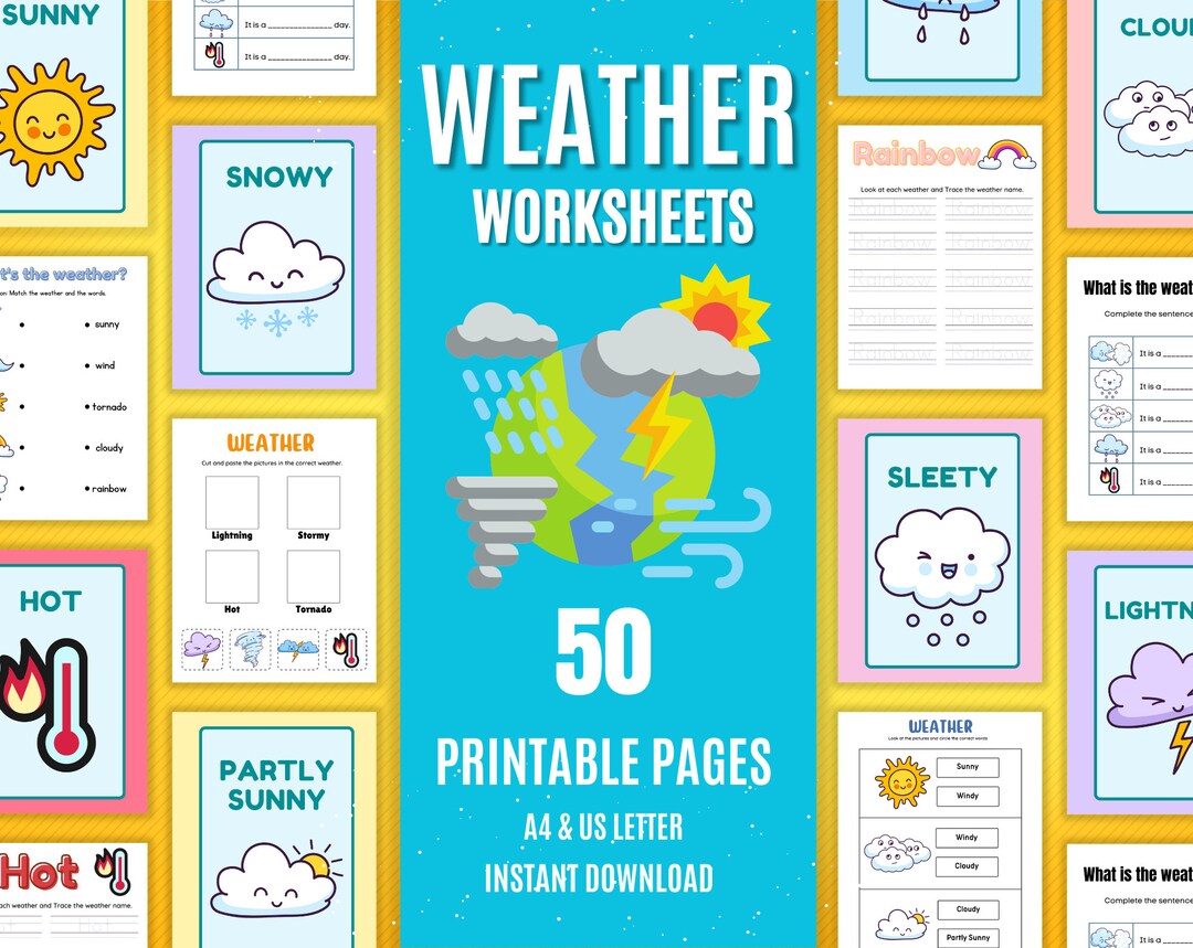 Weather Matching Game Preschool Worksheet Toddler Busy Book Learning ...
