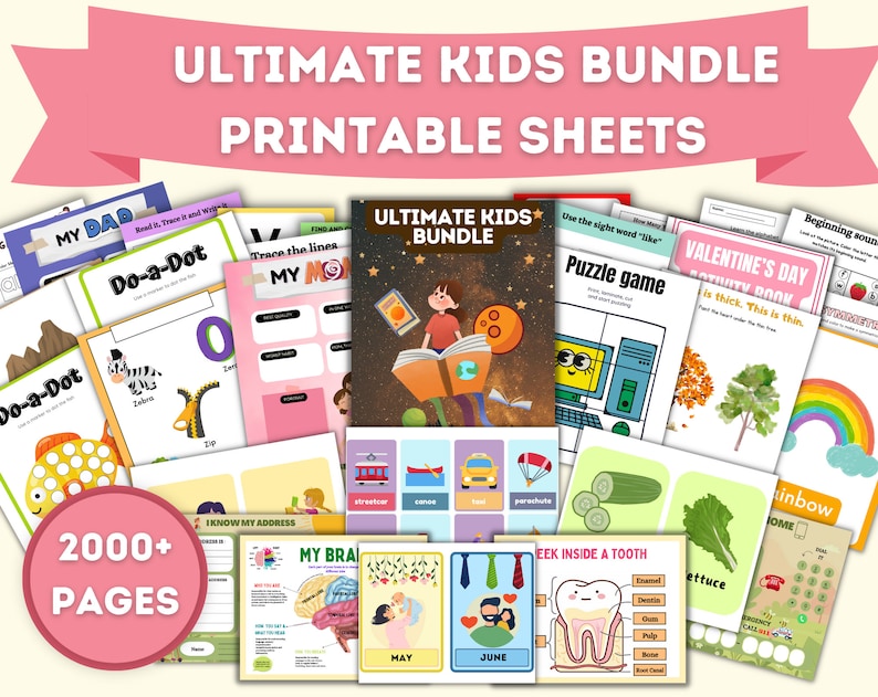 Preschool Pre-k Kindergarten Learning Bundle 2000 Page - Etsy