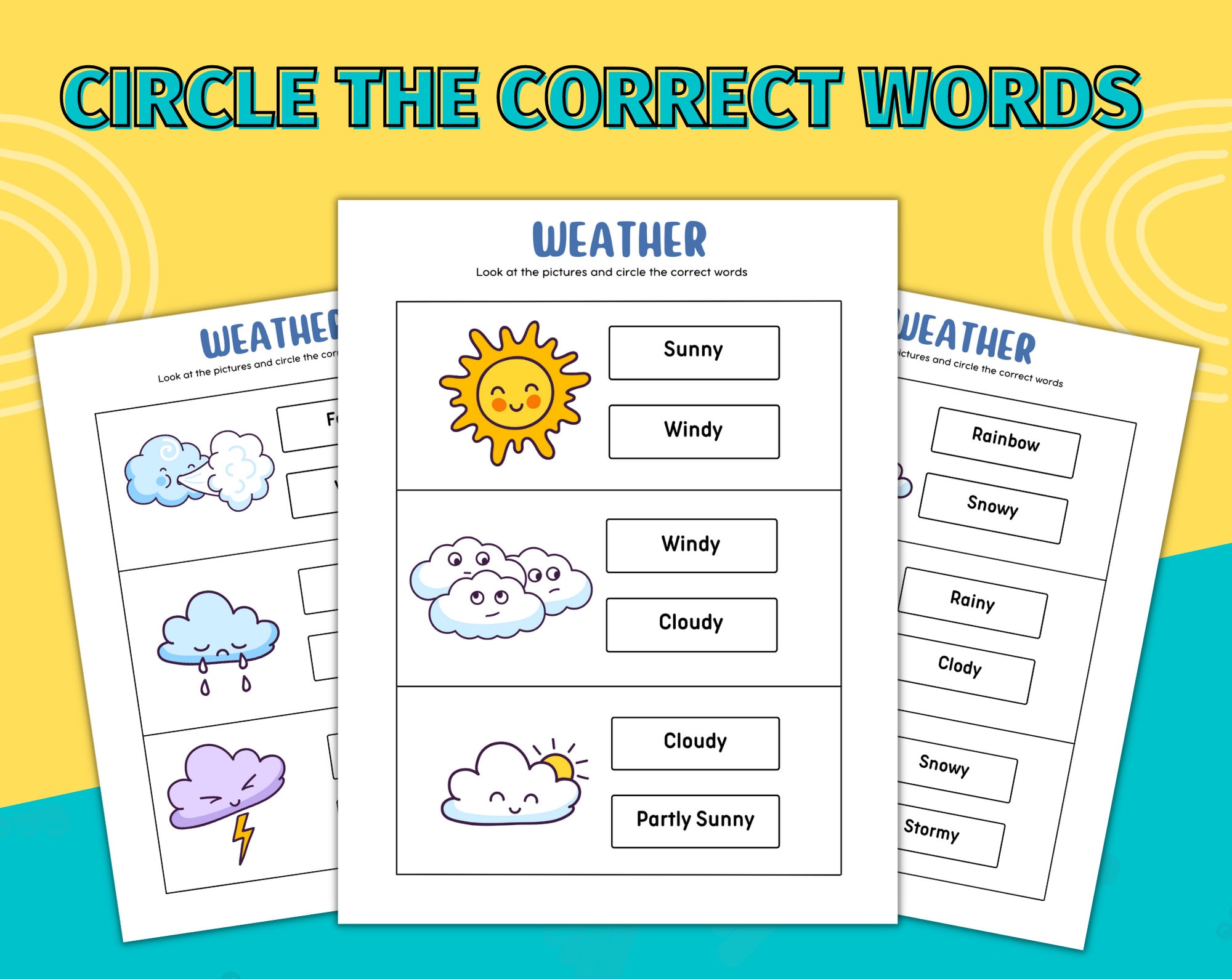 Weather Matching Game Preschool Worksheet Toddler Busy - Etsy