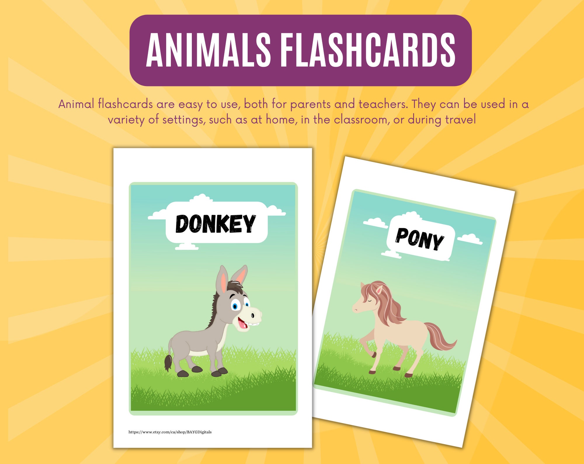 20 Farm Animals Flash Cards Pre-school Cards Flashcards - Etsy