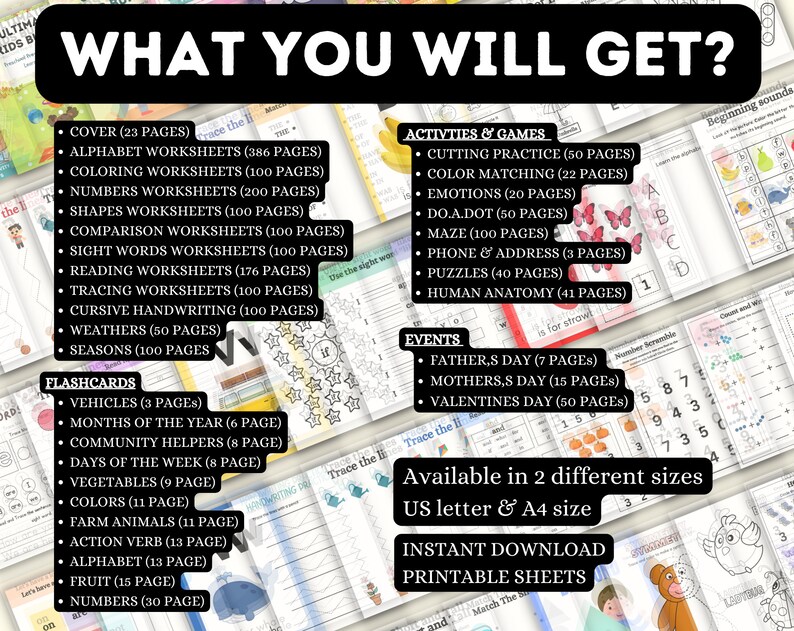 Preschool Pre-k Kindergarten Learning Bundle 2000 Page - Etsy