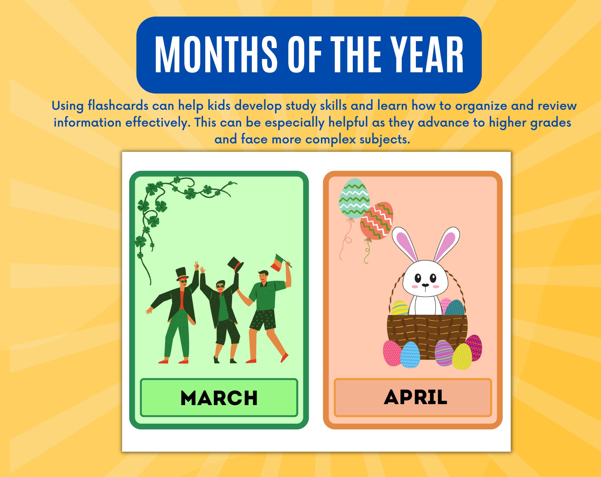 Months of the Year Flashcards Printable Kindergarten Curriculum Back to ...