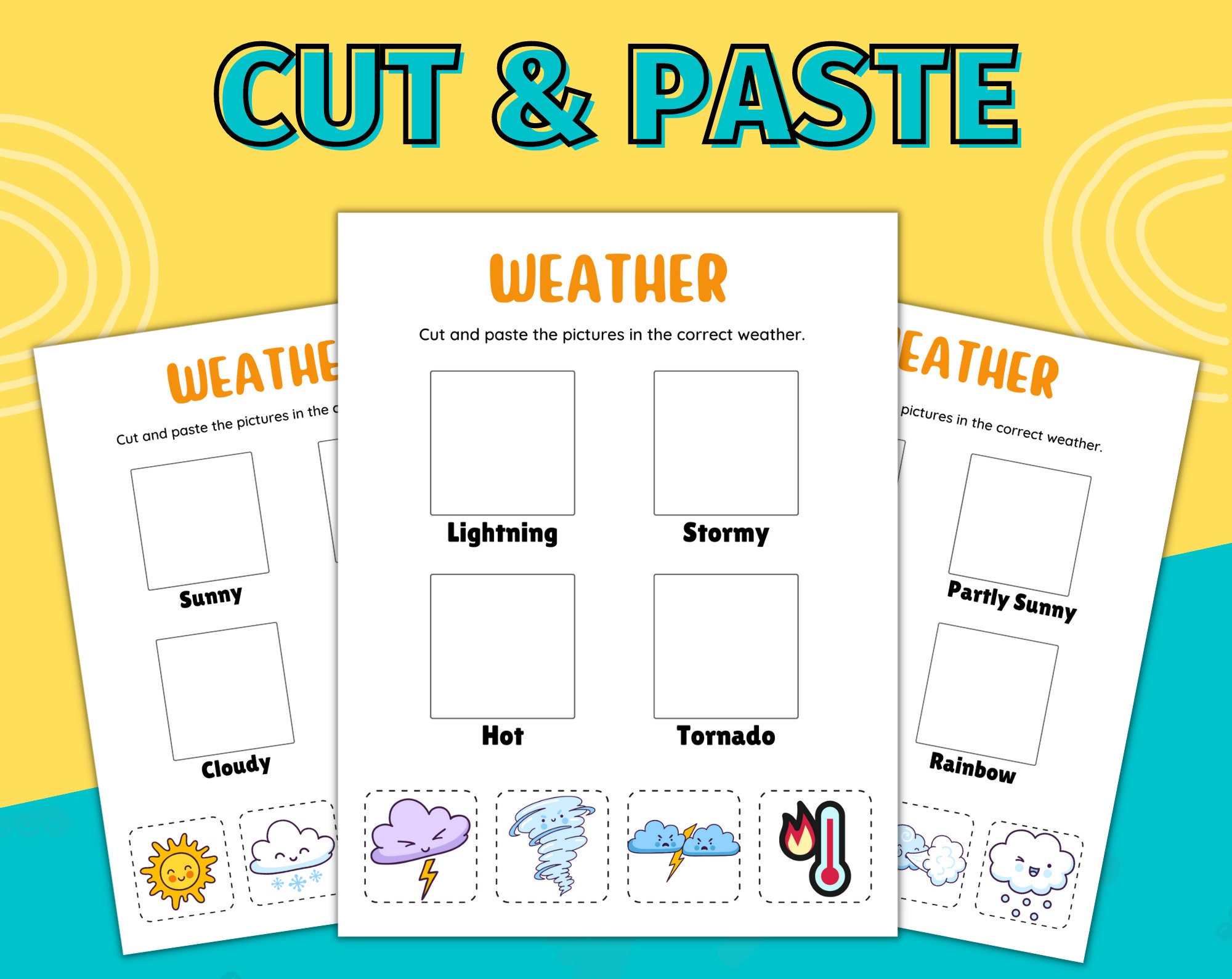 Weather Matching Game Preschool Worksheet Toddler Busy - Etsy