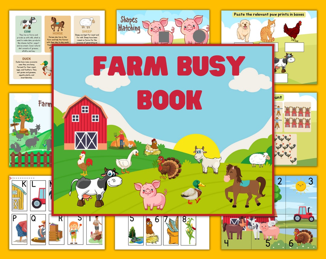 42 Pages Farm Busy Book Printable Toddler and Preschool Learning Binder ...