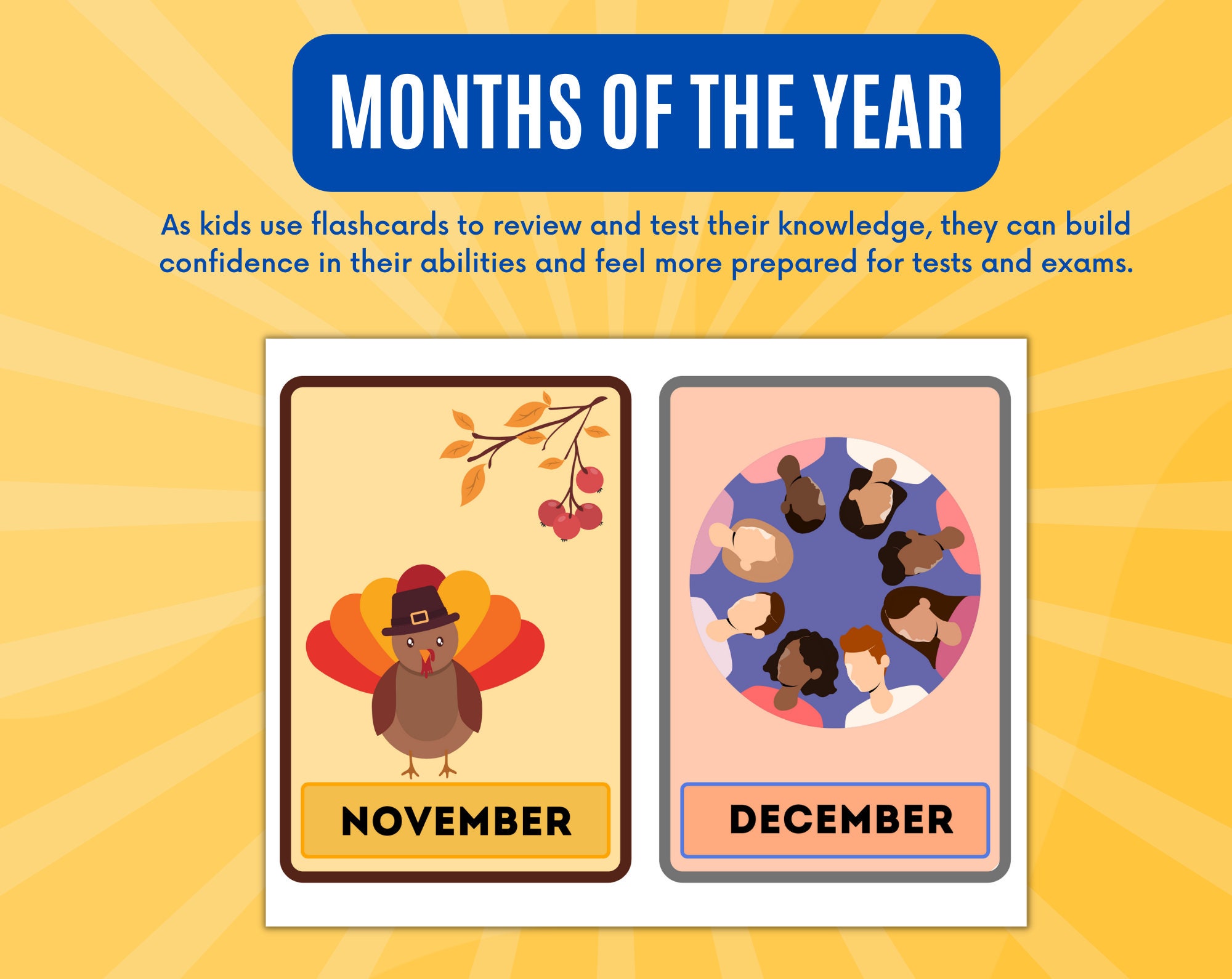 Months of the Year Flashcards Printable Kindergarten Curriculum Back to ...