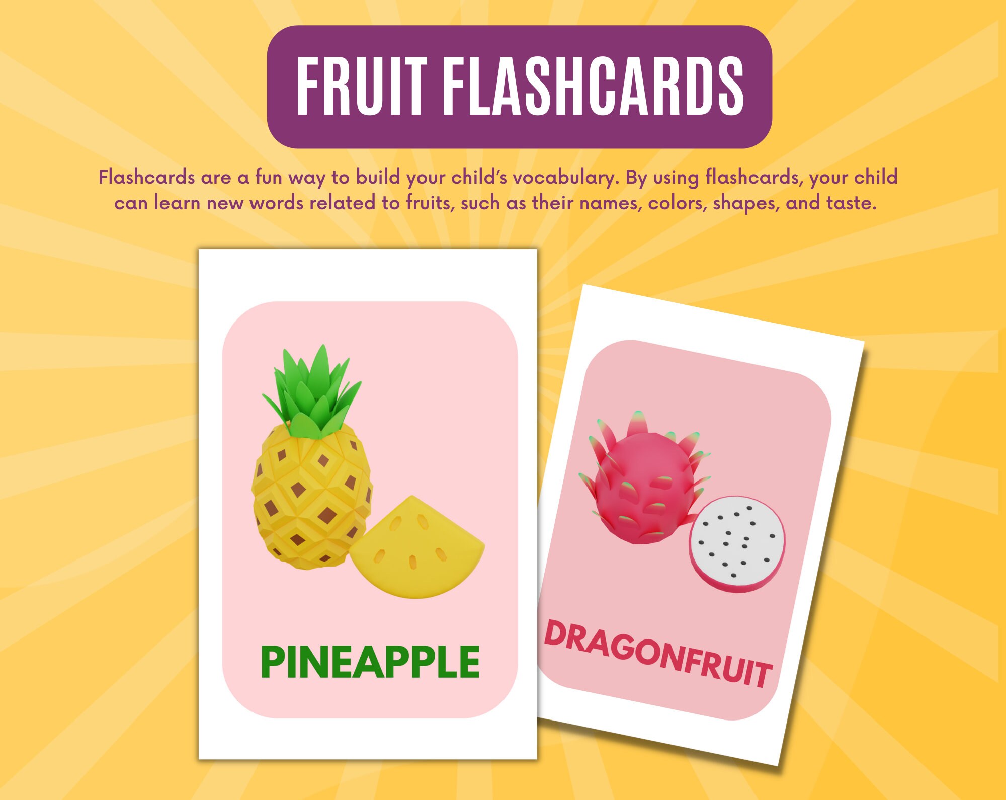 30 Editable Montessori Cards Pre-school Cards Fruits Cards Flashcards ...