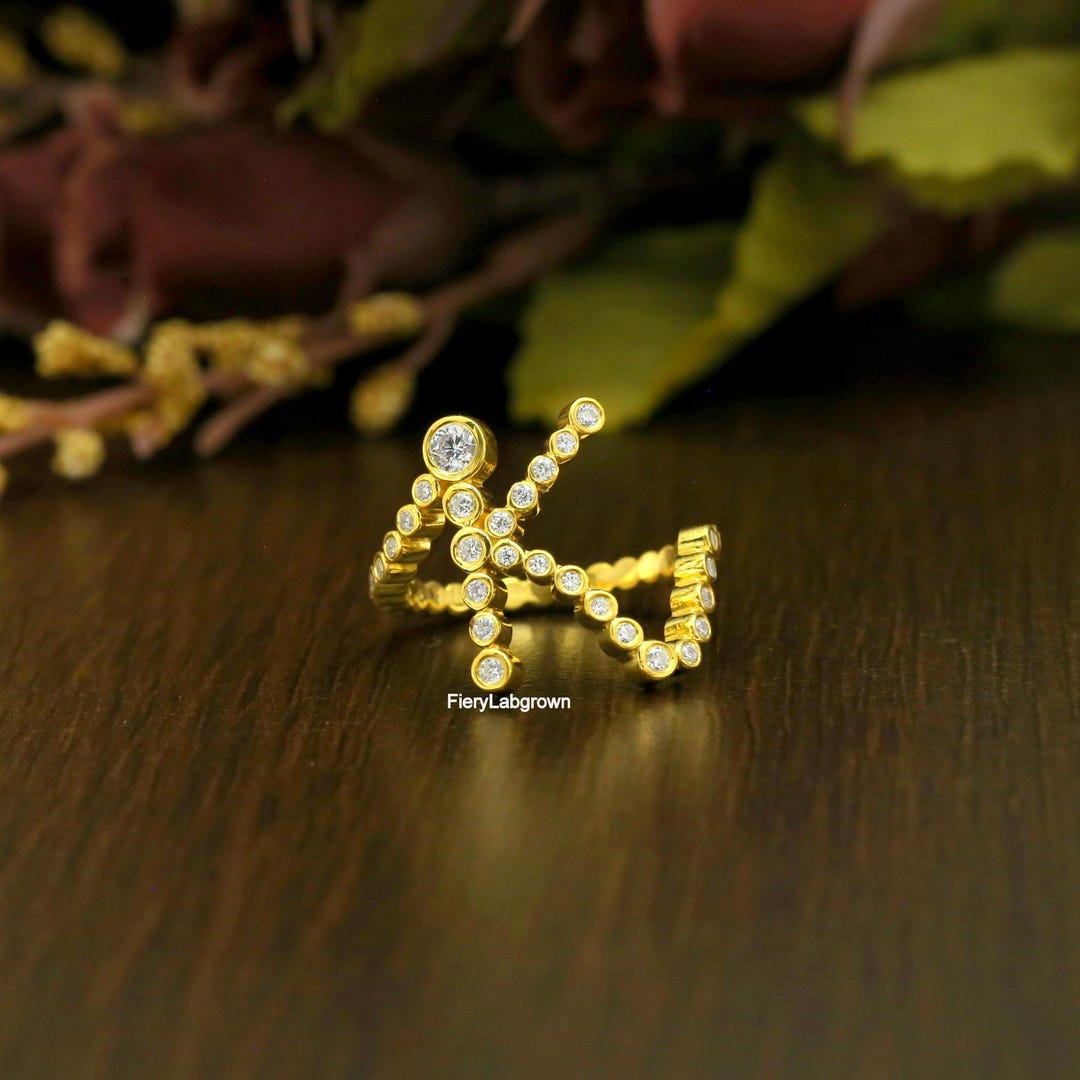 Alphabet Letter K Ring | 0.41 TCW Round Brilliant Cut Lab Diamond ...