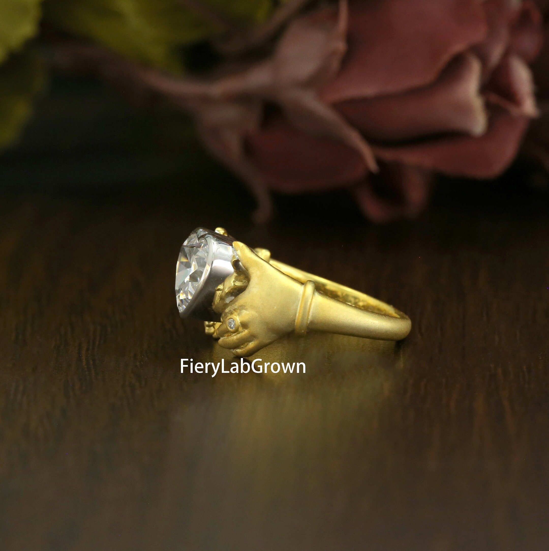 Heart Symbol Ring 8mm Heart Shape Lab Grown Diamond Ring Features Two ...