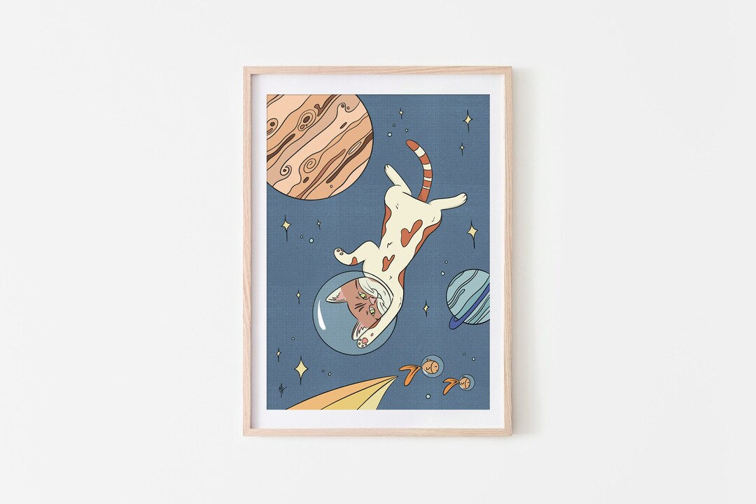 IMAGINATION Series Major Tom Cat A3 - Kid's Room Playful Wall Art ...