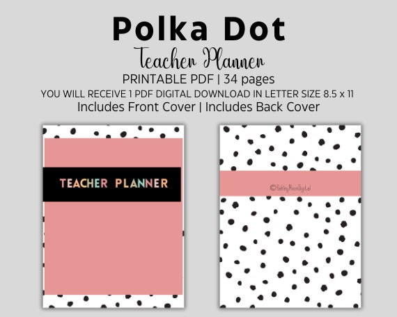 Polka Dot Teacher Binder Planner, Printable Teacher Binder Bundle, PDF ...