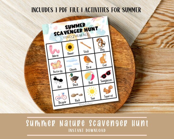 Summer Nature Scavenger Hunt for Kids Printable Instant - Etsy