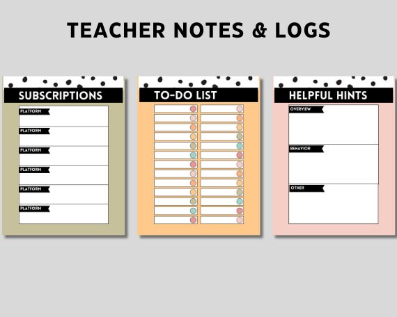 Polka Dot Teacher Binder Planner, Printable Teacher Binder Bundle, PDF ...