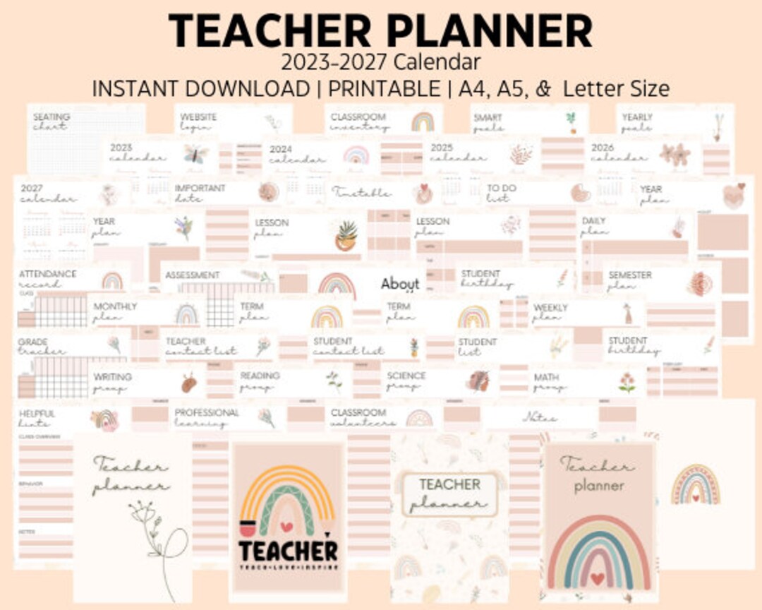 Neutral Teacher Binder Planner, Printable Teacher Binder Bundle, PDF ...