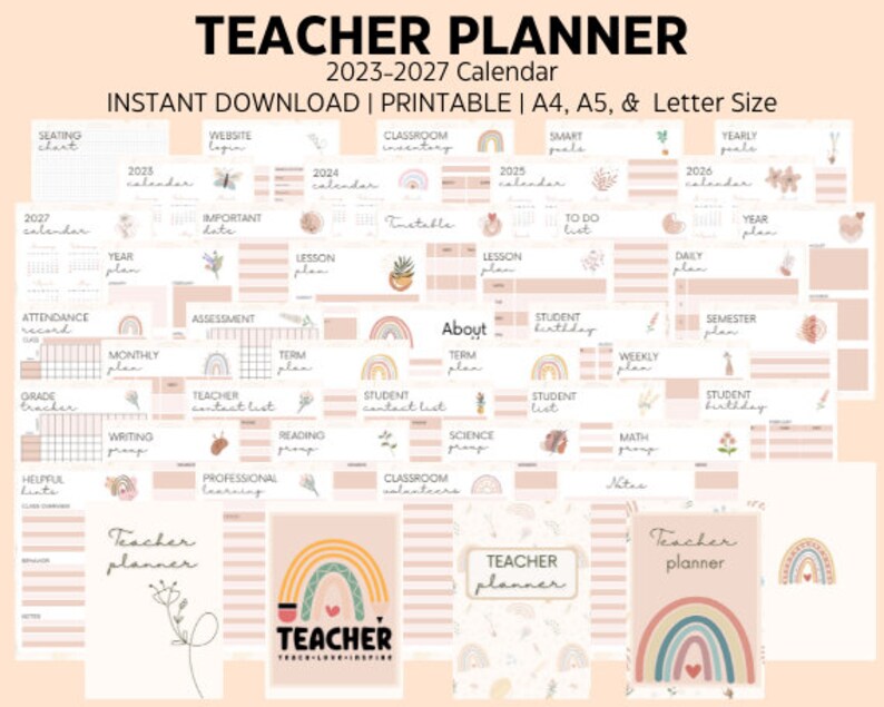 Neutral Teacher Binder Planner, Printable Teacher Binder Bundle, PDF ...
