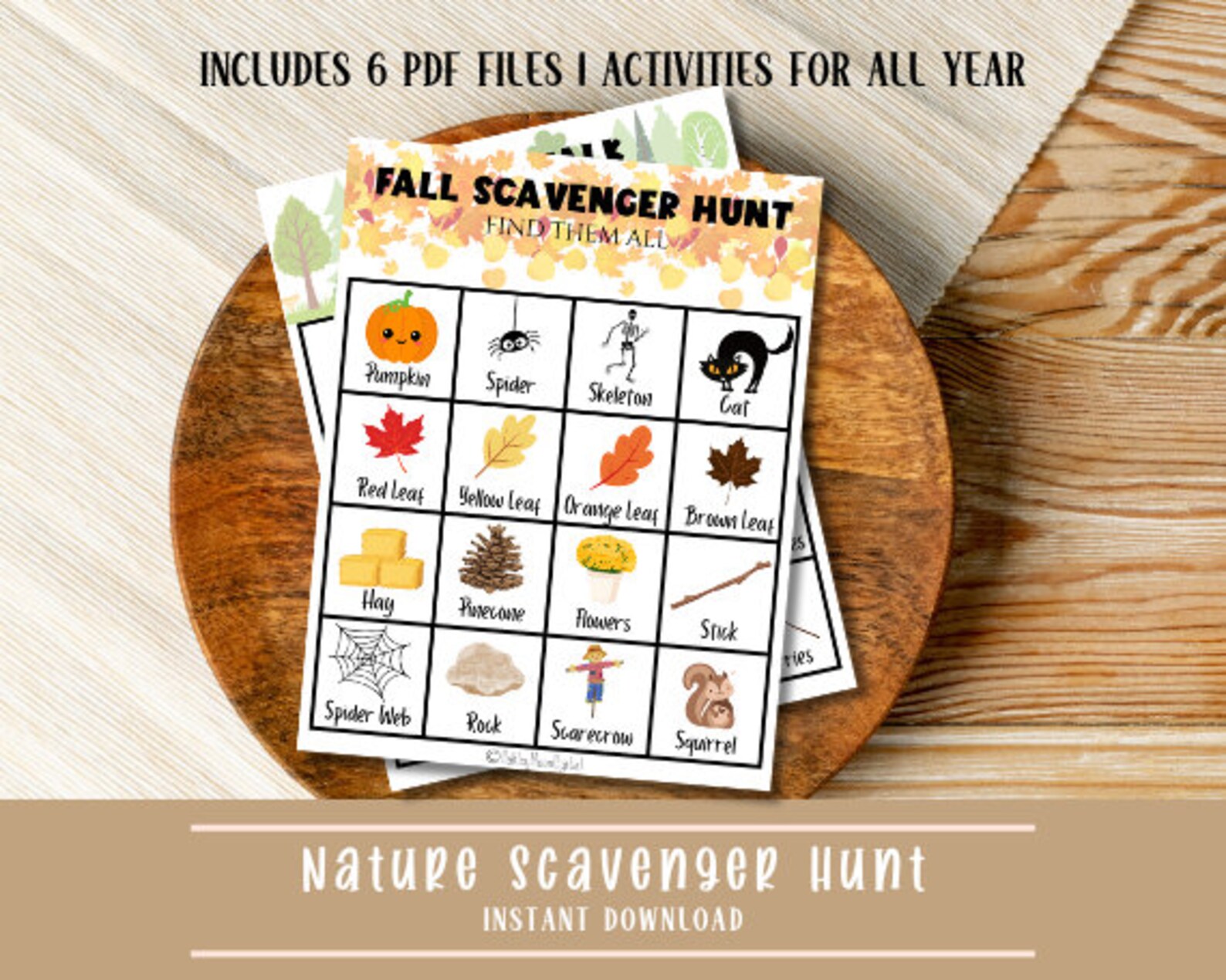 Nature Scavenger Hunt Bundle for Kids Printable Instant Download Fall ...