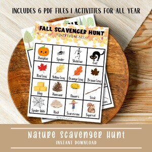 Nature Scavenger Hunt Bundle for Kids Printable Instant Download Fall ...