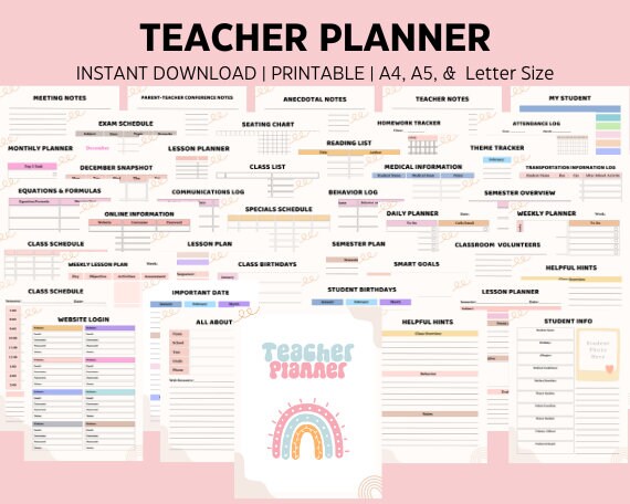 Ultimate Boho Teacher Binder Planner, Printable Teacher Binder Bundle ...