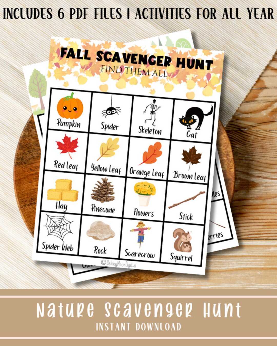 Nature Scavenger Hunt Bundle for Kids Printable Instant Download Fall ...