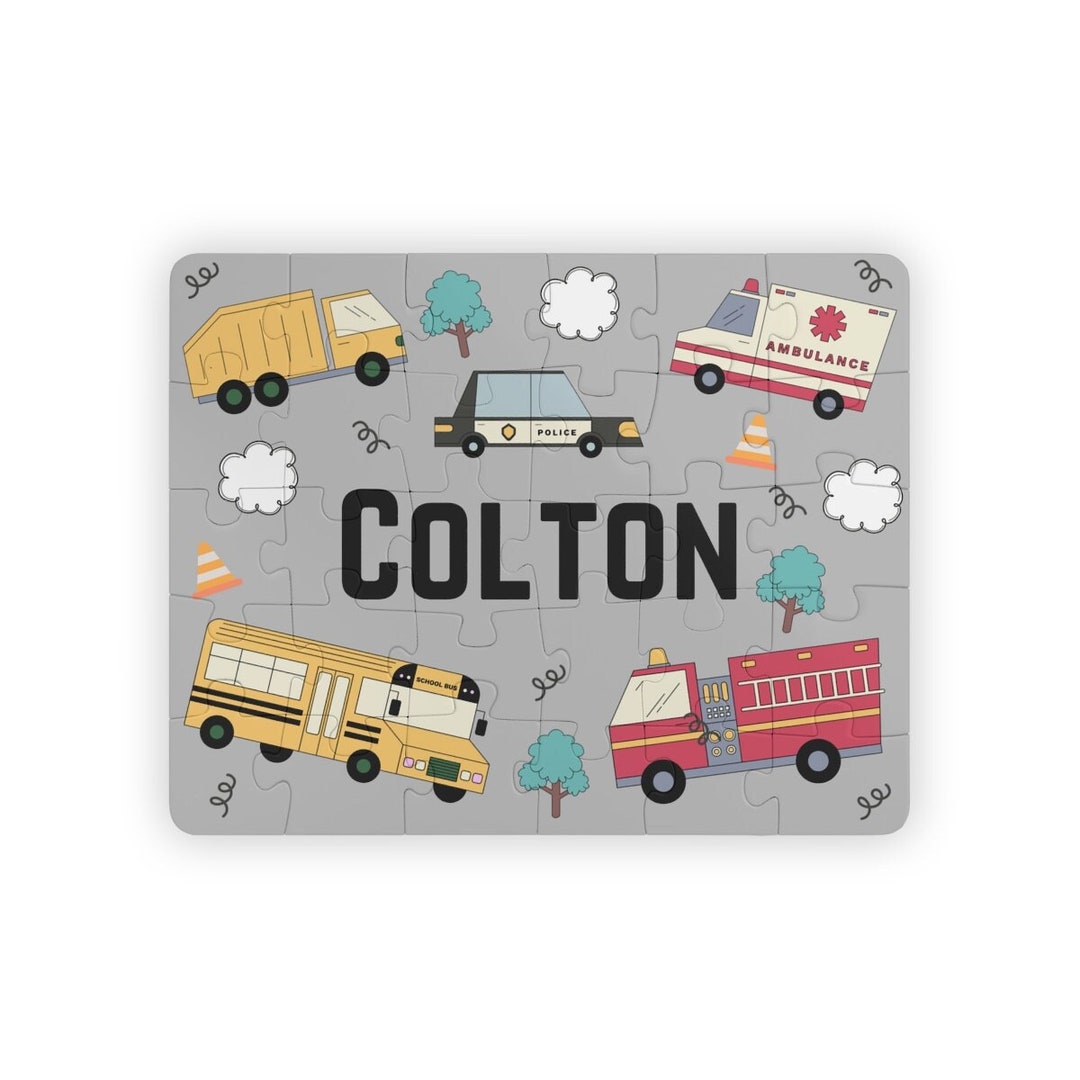 Community Helper Vehicles Personalized Name Kids Puzzle, Boys Name Gift ...