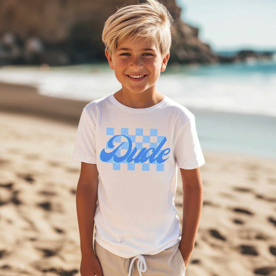 Checkered Dude Kids Shirt Retro Dude Tee Blue Boys Tee Kids Spring and ...