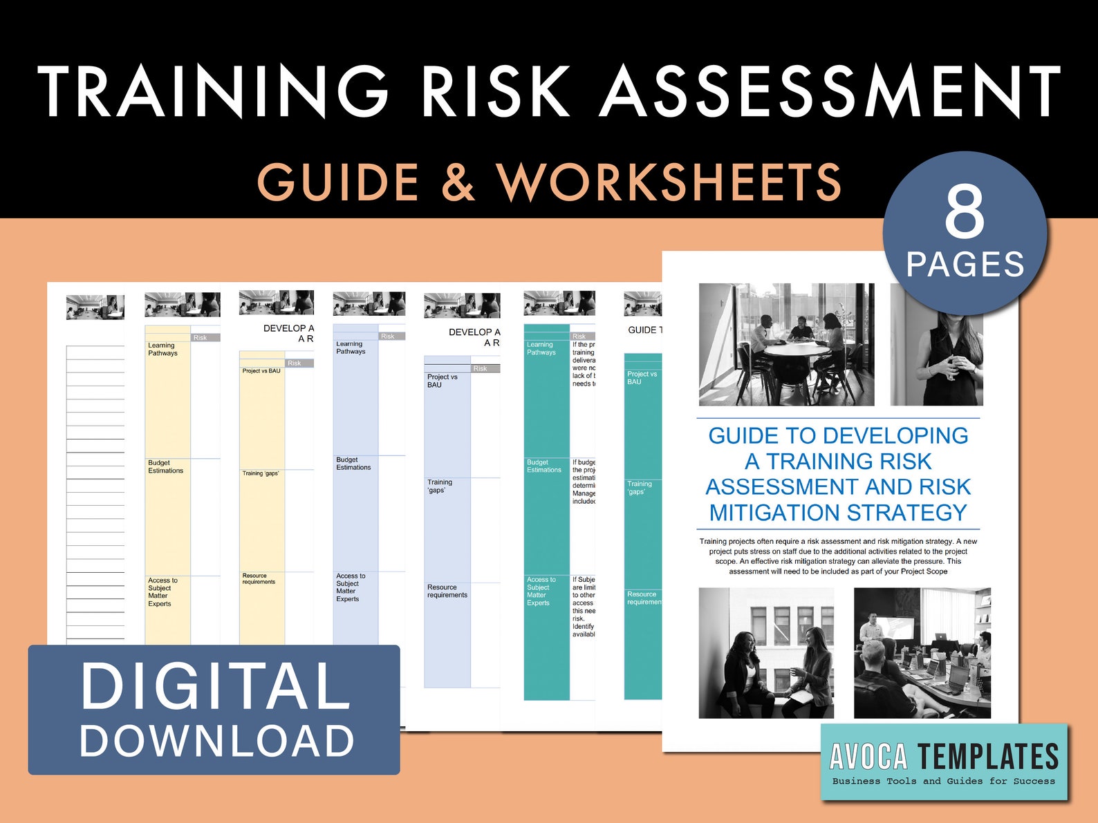 Training Risk Assessment Template, Risk Mitigation Strategy (PDF, A4/US ...