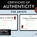 Certificate of Authenticity for Artists. Editable. Printable. 2 ...