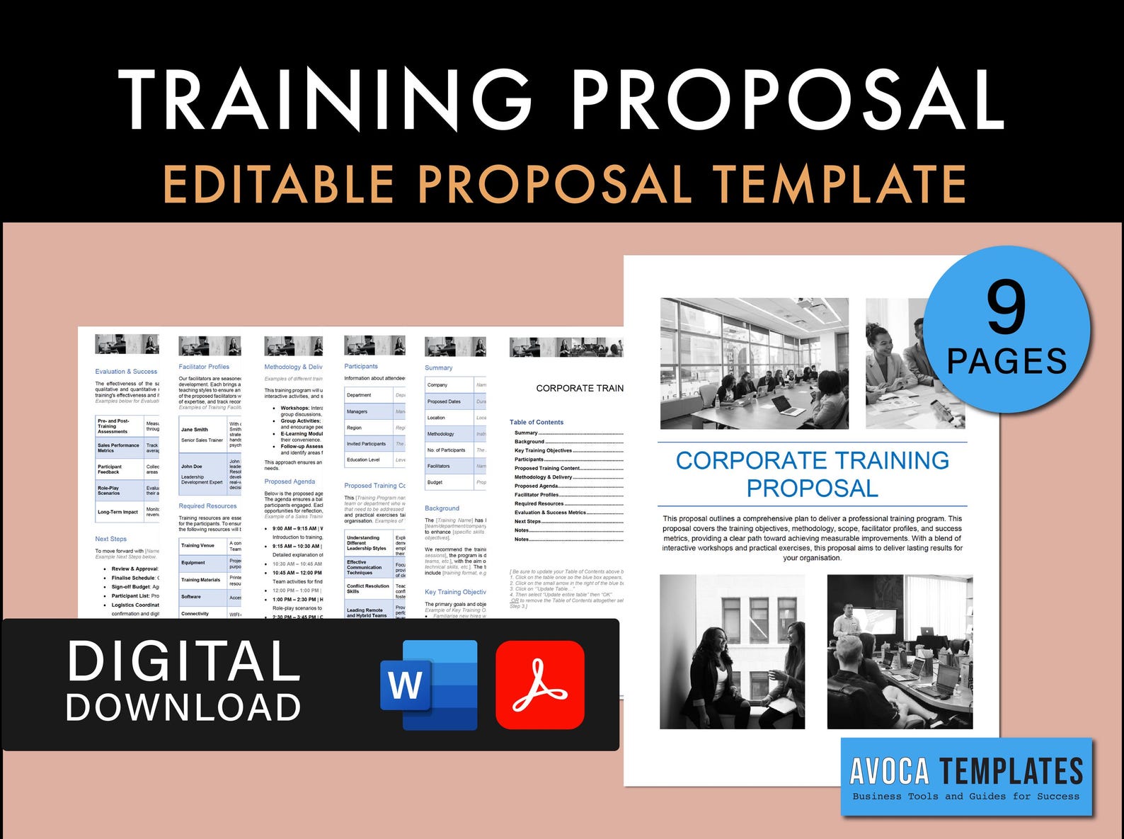 Corporate Training Proposal. 9 Pages. Editable With Microsoft Word or ...