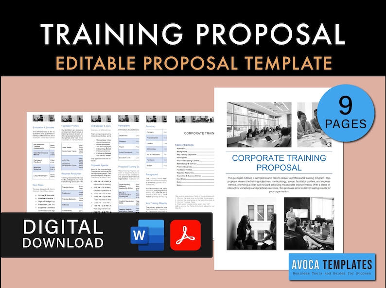 Corporate Training Proposal. 9 Pages. Editable With Microsoft Word or ...