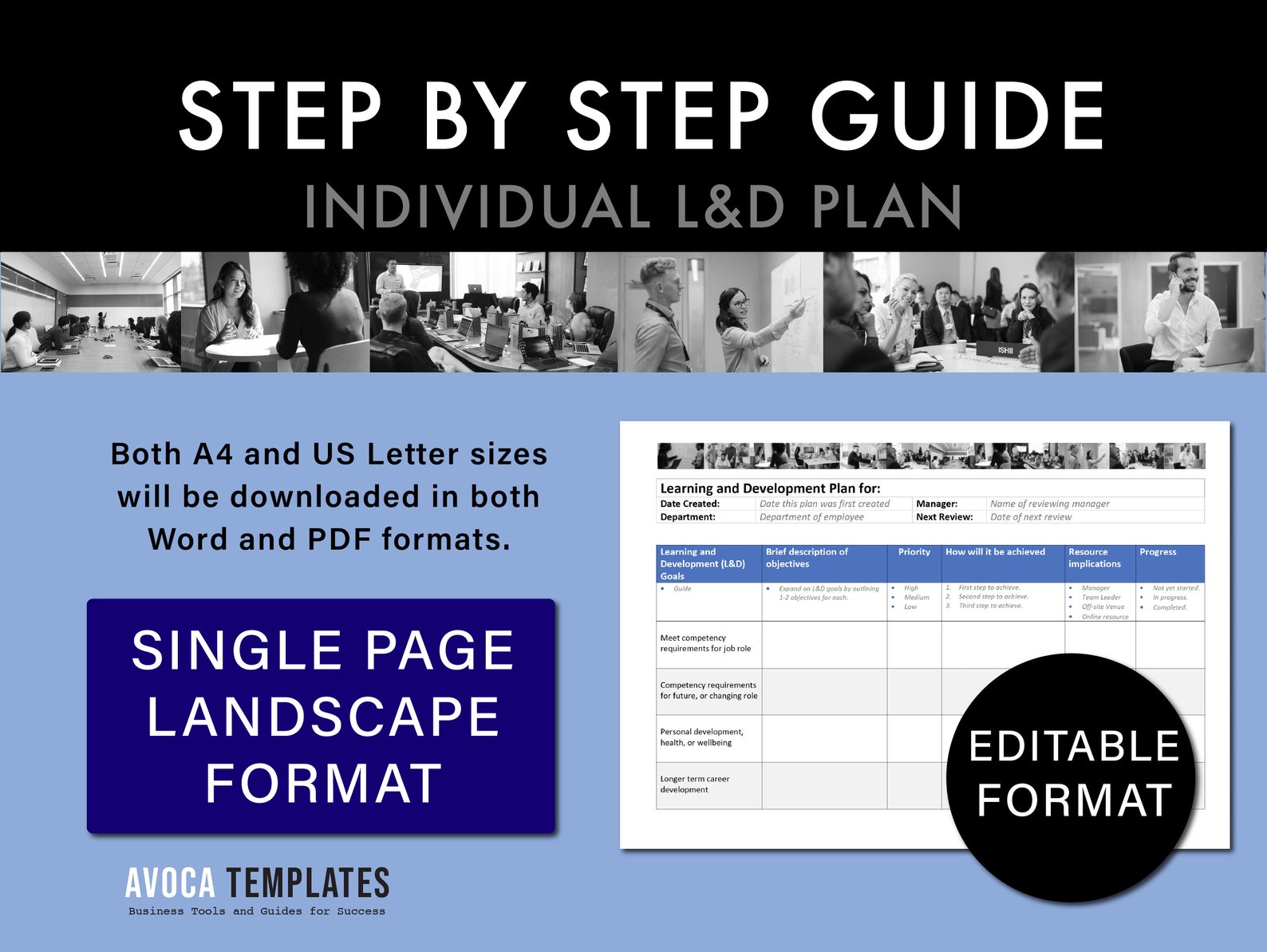 Learning and Development Plan and Framework. Editable in Microsoft Word ...