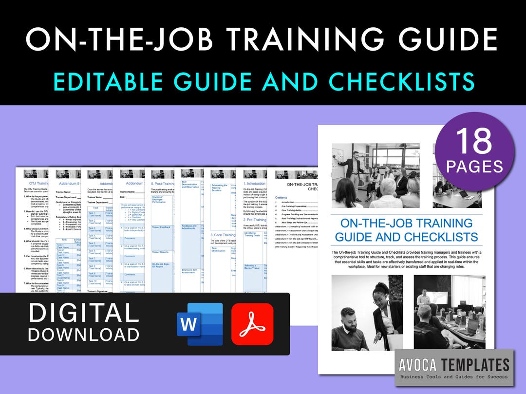 On-the-job Training Guide and Checklists. 18 Pages. A4 and US Letter ...